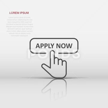 Apply now icon in flat style. Finger cursor vector illustration on ...
