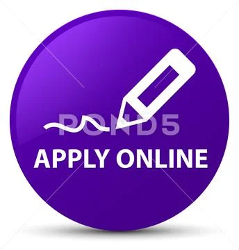Apply online (edit pen icon) purple round button Illustration #84363312