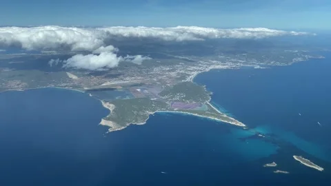 Approach to Ibiza Island from a cockpit ... | Stock Video | Pond5