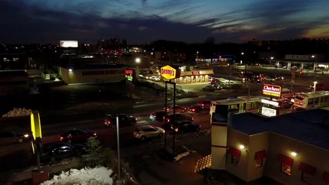 Approaching Lighted Denny's Sign | Stock Video | Pond5