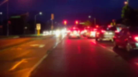 Approaching Red Light Intersection at Ni... | Stock Video | Pond5