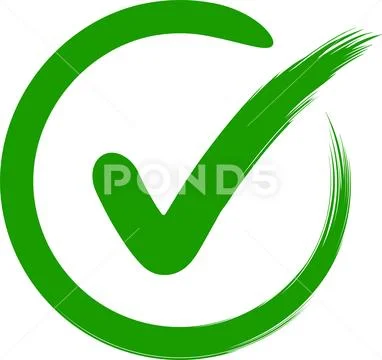 Approval symbol check mark circle drawn hand green sign OK: Royalty Free #249734962