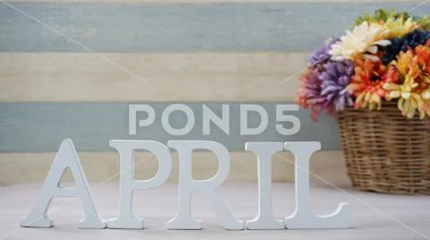 April alphabet letter with space background Stock Image #104530861