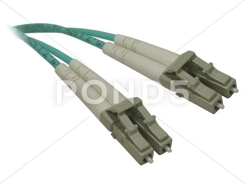 Photograph: Aqua Fiber Optic Cable with LC Connectors #46705572