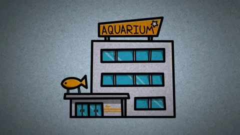 aquarium building, fish Sketch and 2d an... | Stock Video | Pond5
