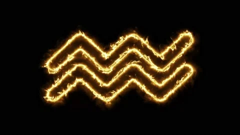 Aquarius zodiac sign with fire animation... | Stock Video | Pond5