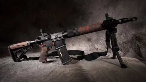 AR 15 Assault Rifle side view dolly shot | Stock Video | Pond5