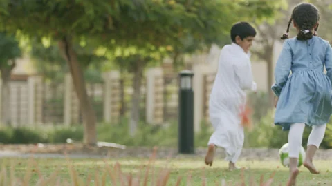 Arab children playing football. | Stock Video | Pond5