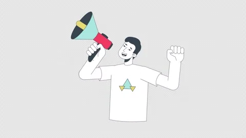 Arab male announcing event line 2D chara... | Stock Video | Pond5