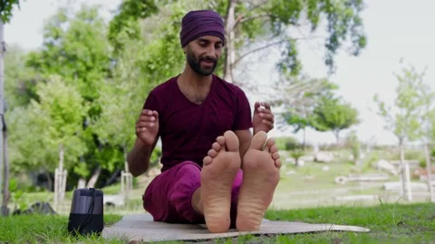 An arabian man running yoga class and ta... | Stock Video | Pond5