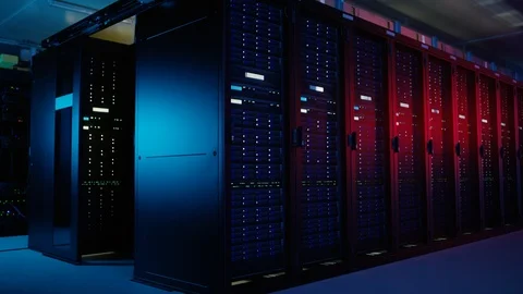 Arc Shot of Data Center With Multiple Ro... | Stock Video | Pond5