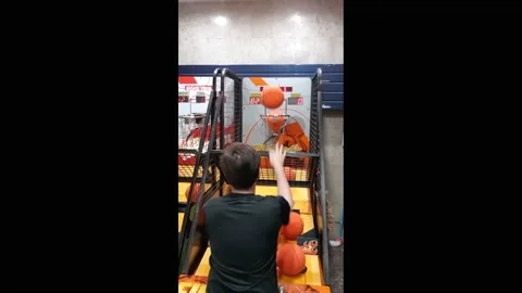 Arcade Basketball Record Beaten Using Tw... | Stock Video | Pond5