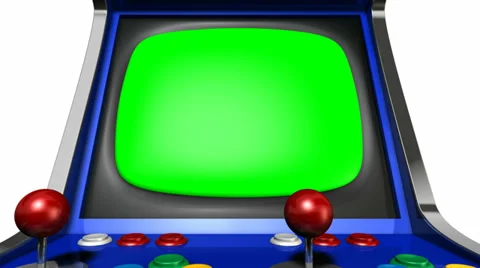 arcade machine pan out green screen | Stock Video | Pond5
