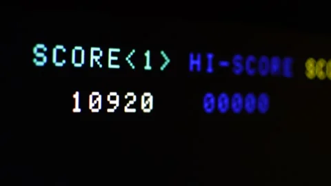 arcade video game score on the monitor. ... | Stock Video | Pond5