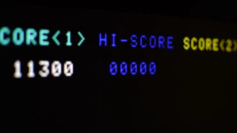 arcade video game score on the monitor. ... | Stock Video | Pond5