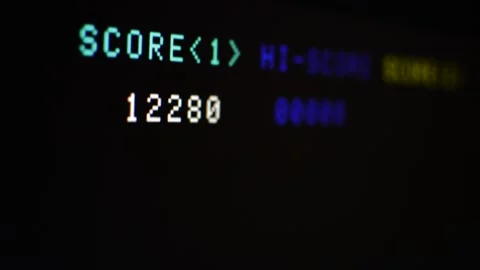 arcade video game score on the monitor. ... | Stock Video | Pond5