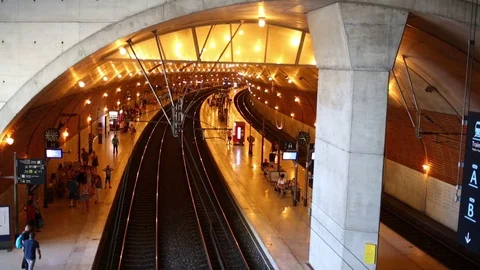 Arch and column of railway station Gare ... | Stock Video | Pond5