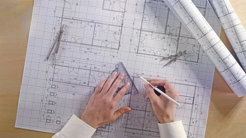 Architect taking measurements on archite... | Stock Video | Pond5