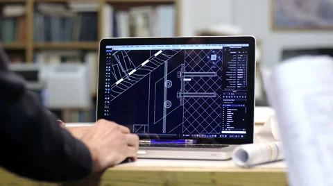 architect using cad software on a laptop | Stock Video | Pond5