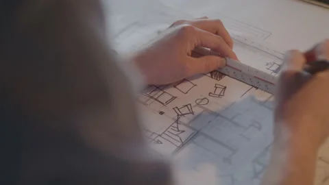 Architect Using a Ruler to Make Measurem... | Stock Video | Pond5