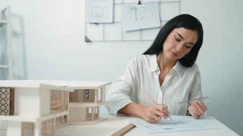 Architect using ruler to measure house m... | Stock Video | Pond5