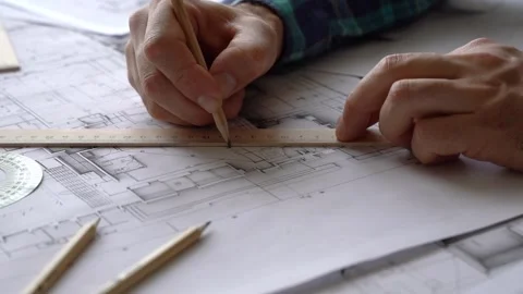 Architectural engineering design plan dr... | Stock Video | Pond5