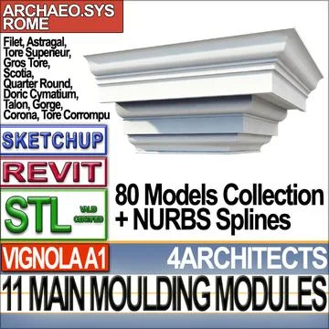 Architectural Moulding Modules Collection Revit STL Printable ~ Modelo ...