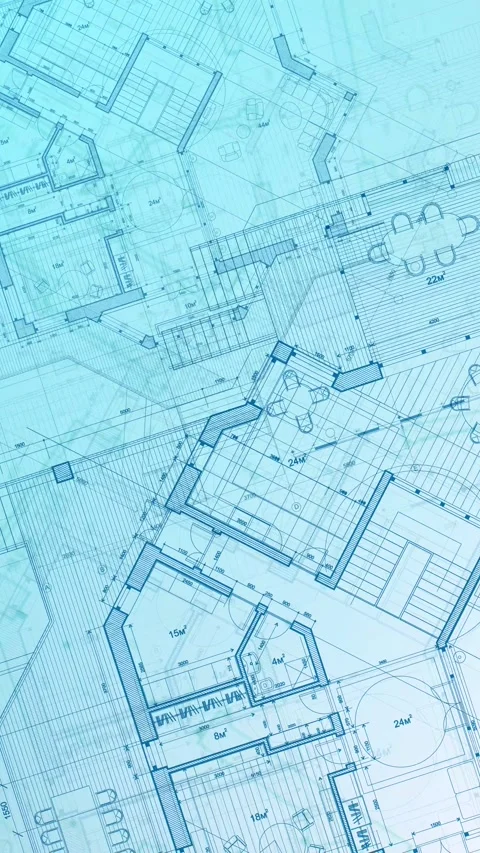 Architecture design: blueprint plan mode... | Stock Video | Pond5