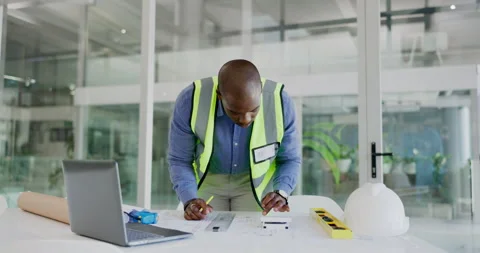 Architecture, laptop and man planning, d... | Stock Video | Pond5