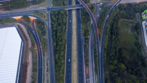 Arcs and bends of multi-lane ramps and i... | Stock Video | Pond5