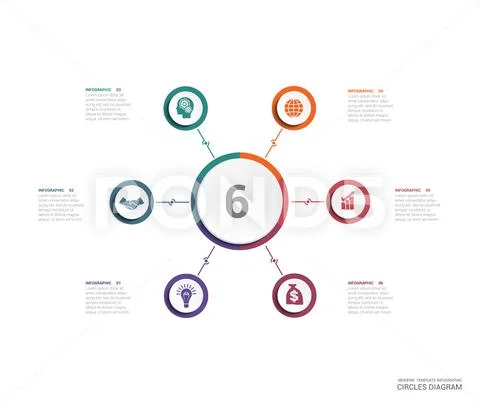 Area chart diagram data Elements For Template infographics 6 position ...