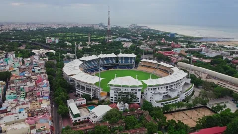 areal view of Chepauk Stadium with marin... | Stock Video | Pond5