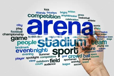 Arena word cloud concept on grey background Stock Image #73517581