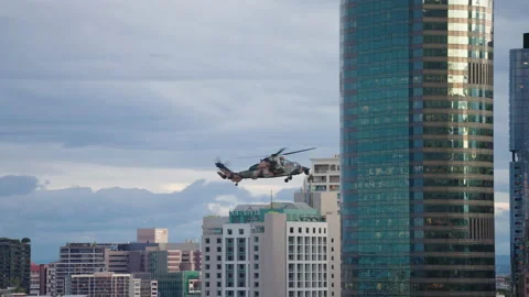 ARH Military Helicopter Waving Turret Ne... | Stock Video | Pond5