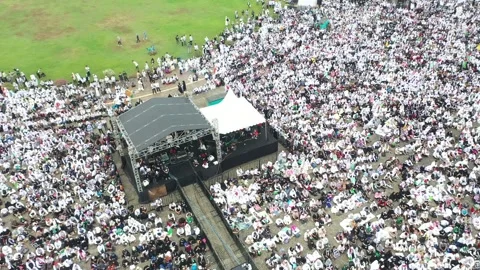 ARIAL VIEW OF PRO-PALESTINE PROTEST IN M... | Stock Video | Pond5