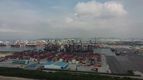 Ariel distance side pan of industrial de... | Stock Video | Pond5