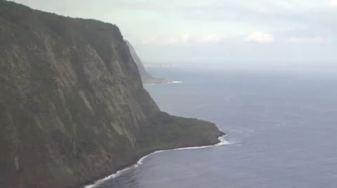 Ariel View of Hawaiian Cliff side and th... | Stock Video | Pond5
