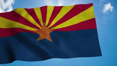 Arizona flag waving in the wind, blue sk... | Stock Video | Pond5