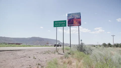 Arizona State line coming from Utah goin... | Stock Video | Pond5