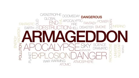 Armageddon animated word cloud, text des... | Stock Video | Pond5