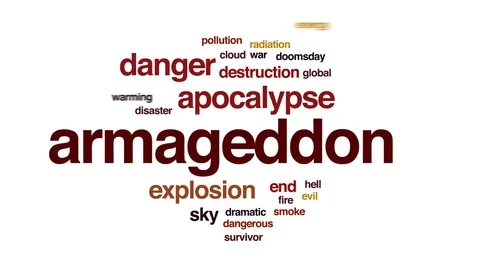 Armageddon animated word cloud, text des... | Stock Video | Pond5