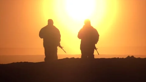Military Soldiers Walking Silhouetted Soldiers Walking Silhouetted Stock Footage ~ Royalty Free ...