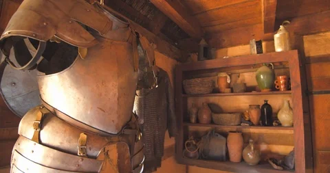 Armor, Weapons Inside Historic Armory, W... | Stock Video | Pond5