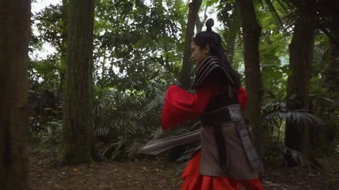 An armored Chinese Woman running in a re... | Stock Video | Pond5