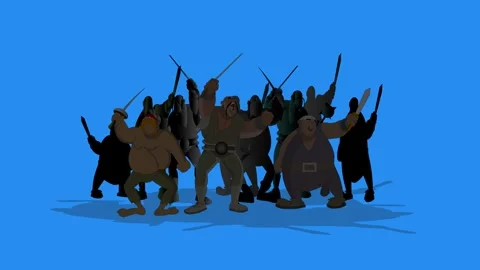 Army of barbarian Waving Up their Weapon... | Stock Video | Pond5