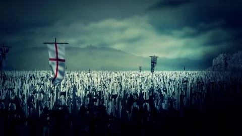 Army of Crusaders Marching to the Walls ... | Stock Video | Pond5