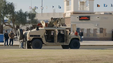 An army gunman mans a Humvee mounted mac... | Stock Video | Pond5