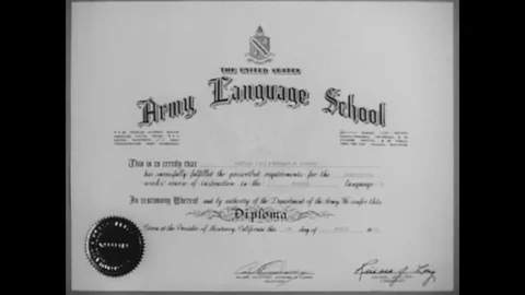 An Army Language School diploma is shown... | Stock Video | Pond5