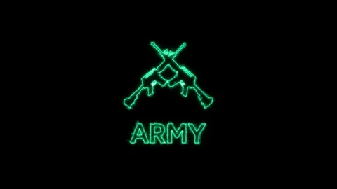 Army, Rifles Neon Glowing Animation | Stock Video | Pond5