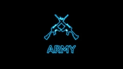 Army, Rifles Neon Glowing Animation | Stock Video | Pond5